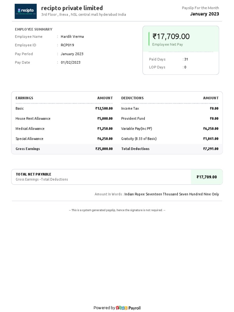 Hardik PaySlip | PDF