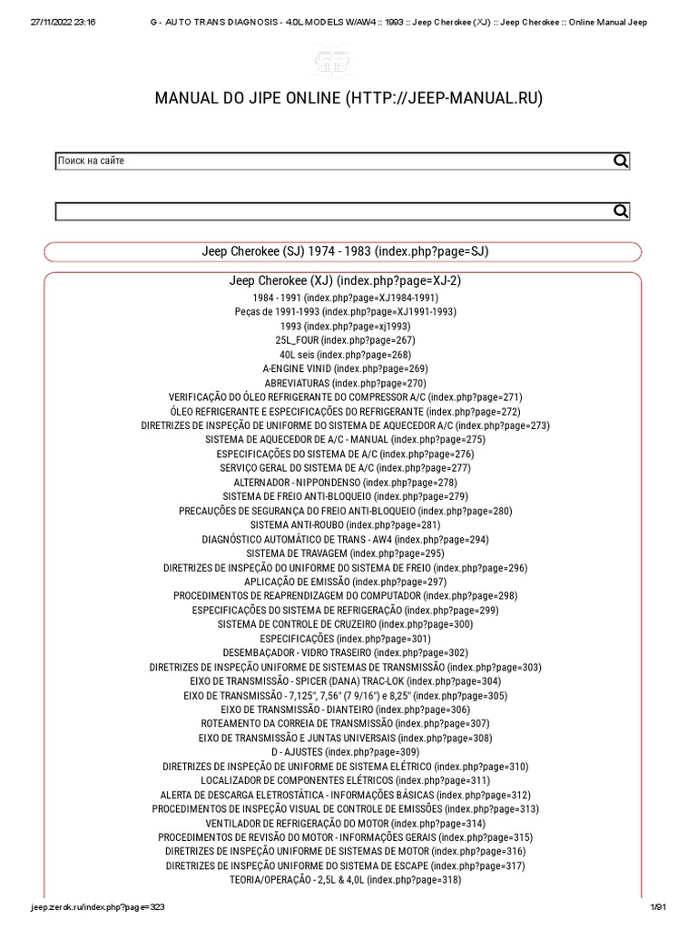 G - AUTO TRANS DIAGNOSIS - 4.0L MODELS W - AW4 - 1993 - Jeep Cherokee (XJ) - Jeep Cherokee ...