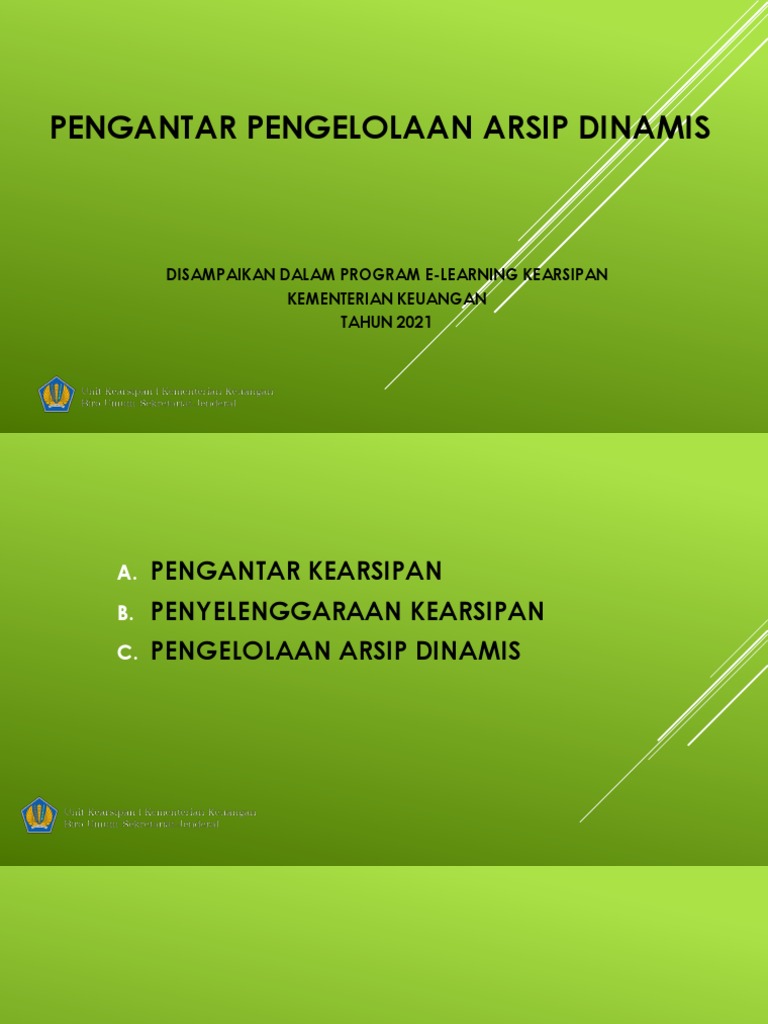Pengantar Pad 210904 Elearning Kearsipan | PDF