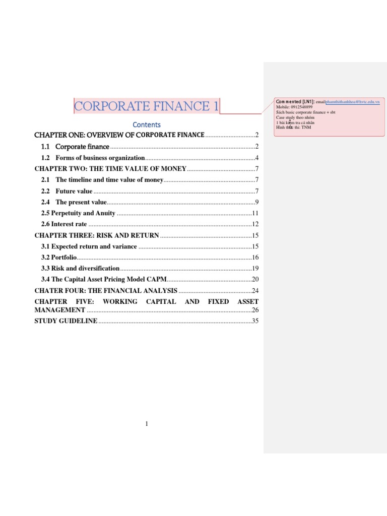 Corporate Finance Essentials | PDF | Financial Risk | Diversification ...