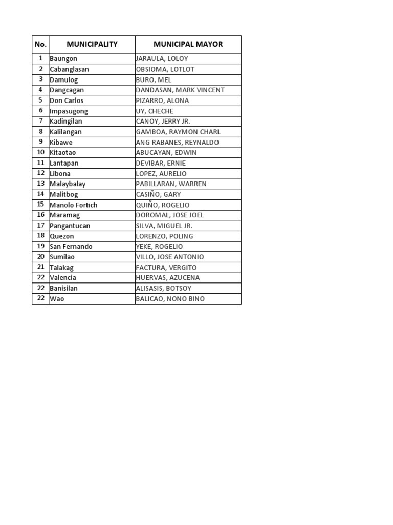 Municipal Mayors | PDF