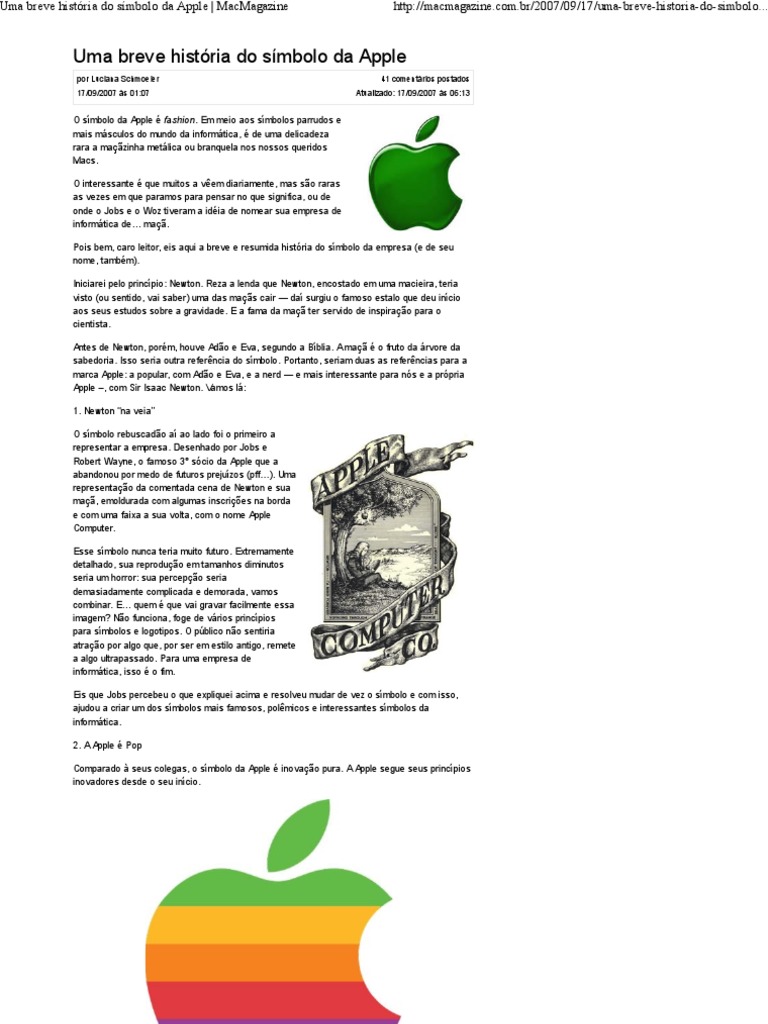 Uma Breve História Do Símbolo Da Apple - MacMagazine | PDF | Maçã | Cor