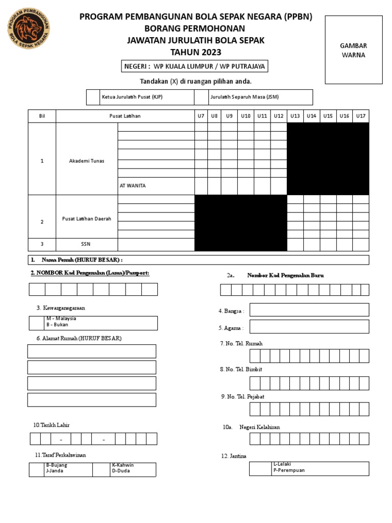 Borang Permohonan JSM NFDP 2023 | PDF