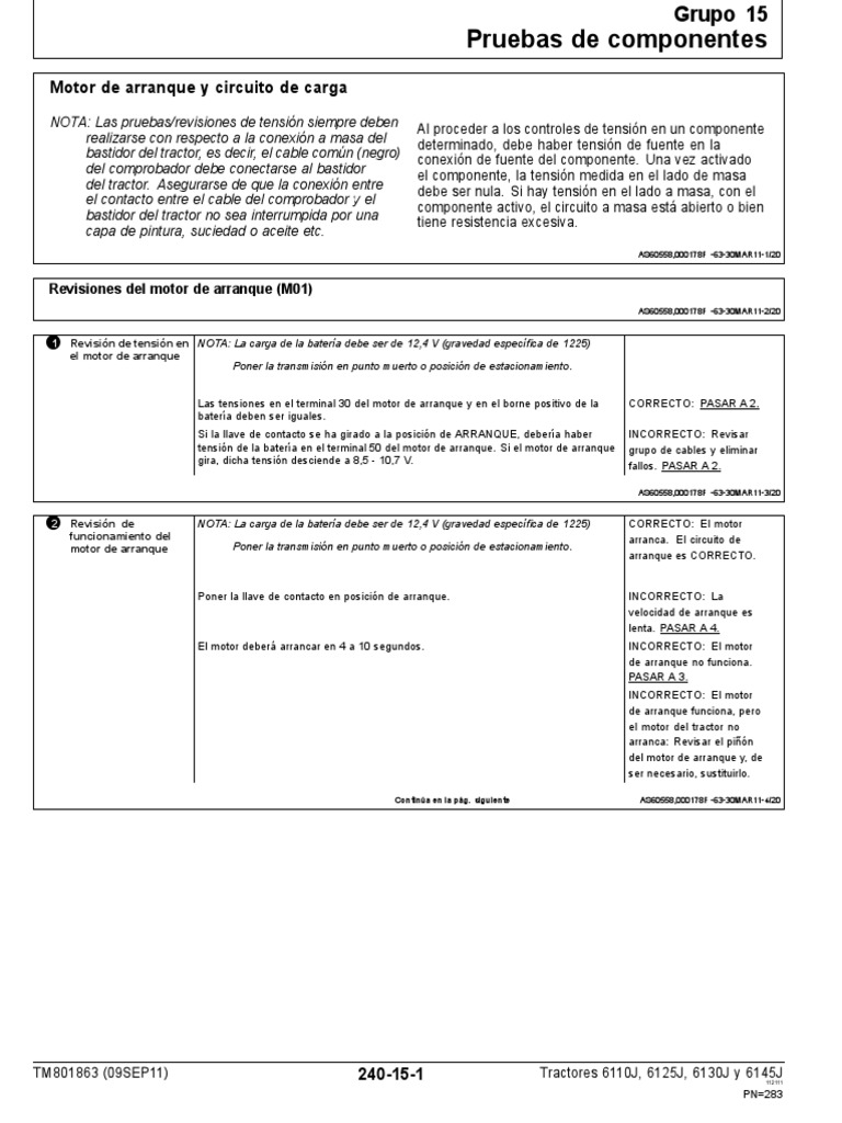 Pruebas de Componentes John Deere 6145j | PDF | Relé | Resistor