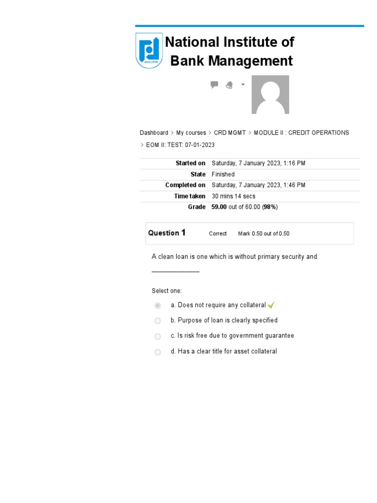 Analysis of Credit Operations Performance on the National Institute of ...