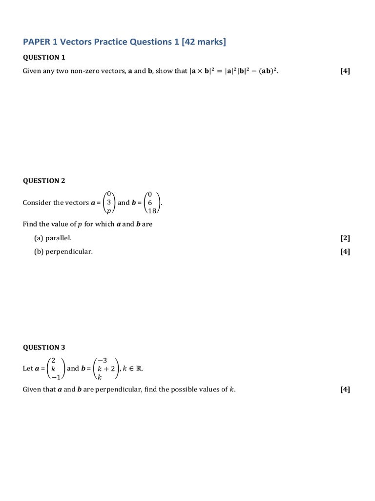 Paper 1 Vectors Practice | PDF | Euclidean Vector | Triangle