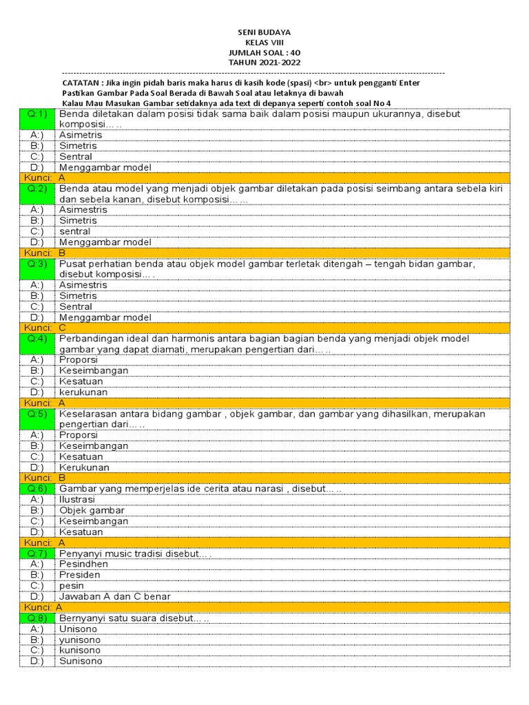 Soal SBK Kelas Viii | PDF