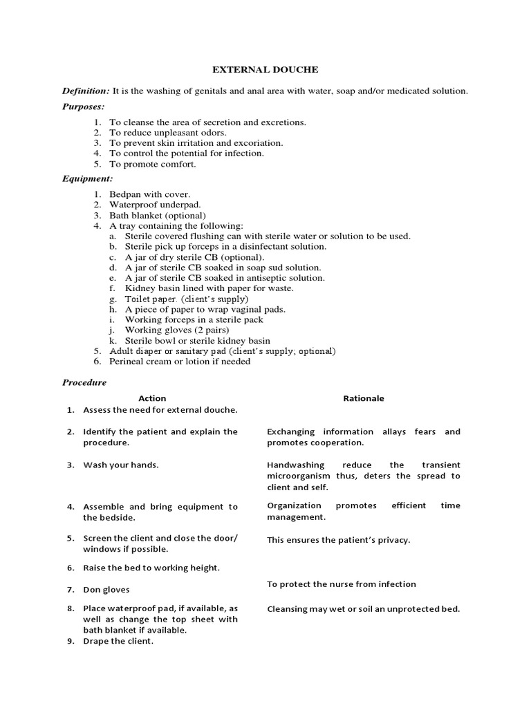 A Comprehensive Guide to Performing an External Douche | PDF | Surgical ...