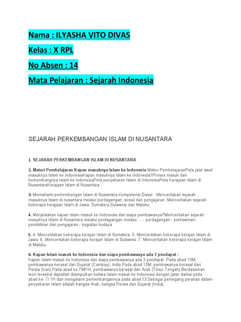 Ilyasha Vito Divas - X RPL PPT Tentang Perkembangan Islam Dan Kerajaan Islam Di Indonesia ...