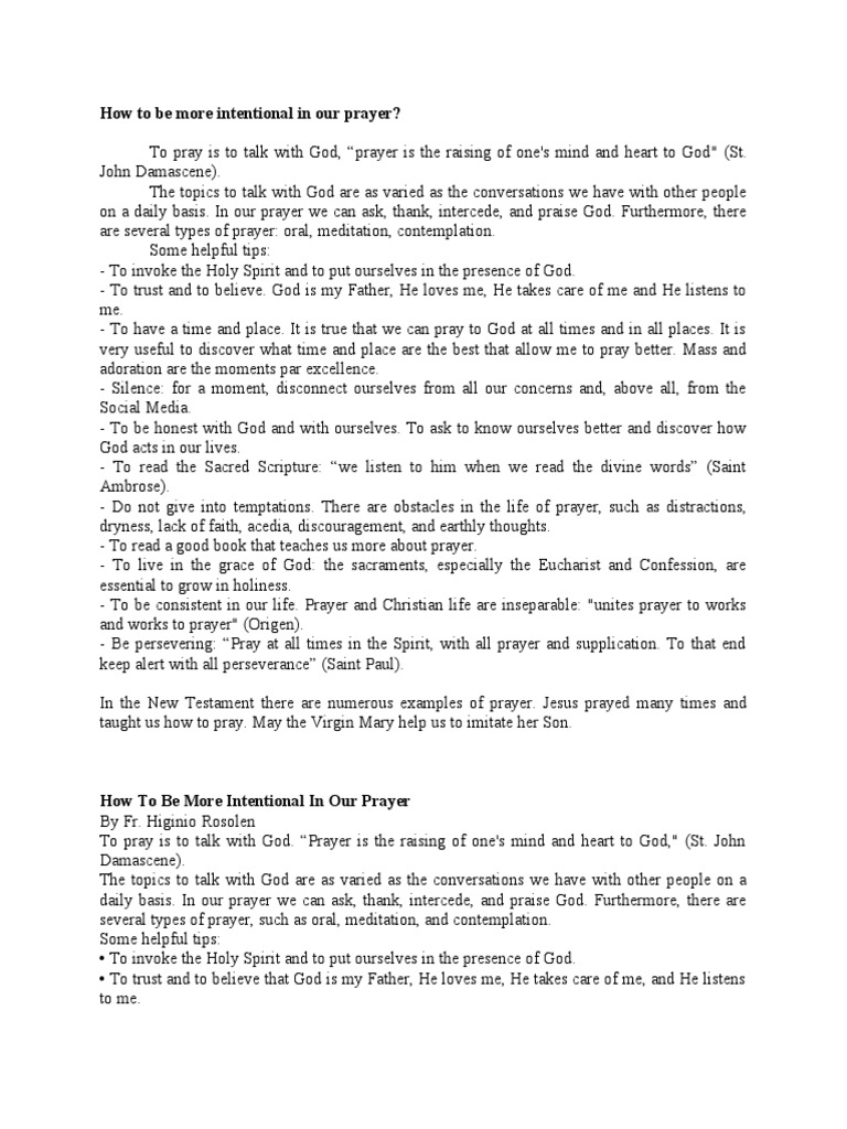 How To Pray Intentionally | PDF | Prayer | God