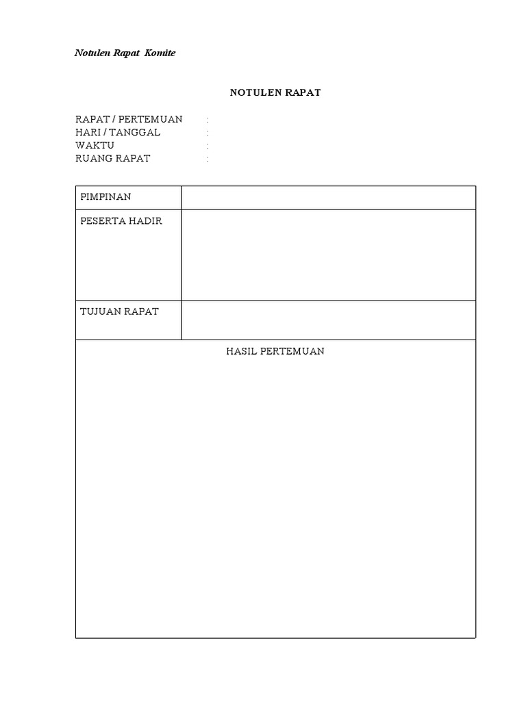 Notulen Rapat Komite 2022 | PDF