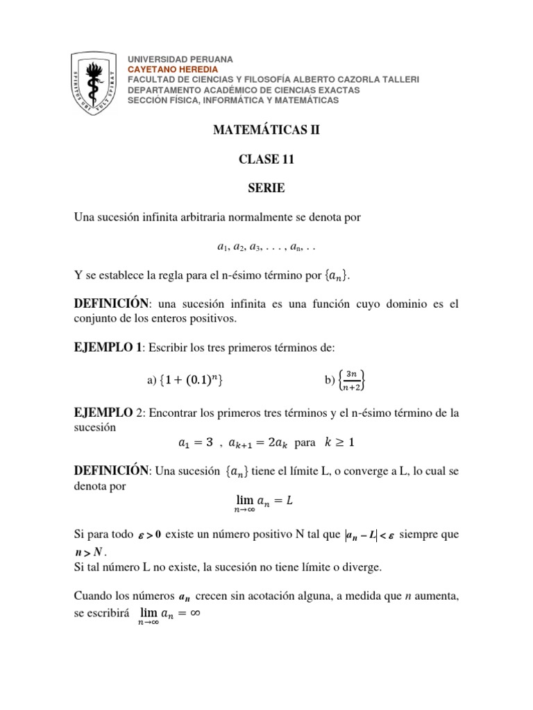 Clase 11 | PDF | Series (Matemáticas) | Secuencia