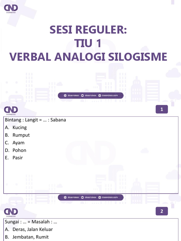 Reguler Tiu 1 Verbal Analogi Silogisme | PDF