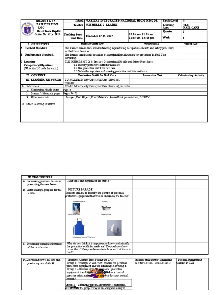 Lesson 3-Week 6 | PDF | Personal Protective Equipment | Cognition