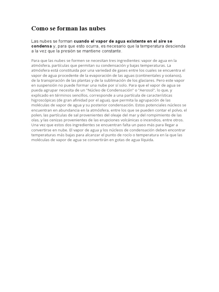 Como Se Forman Las Nubes Pdf
