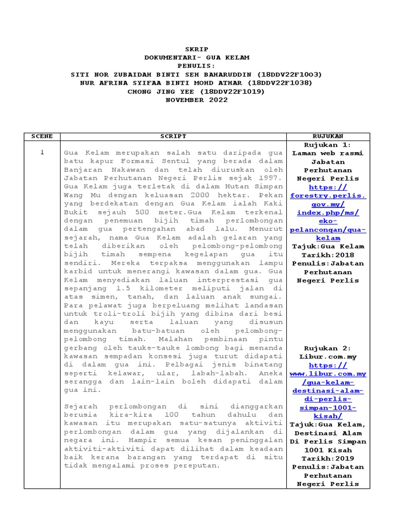 Treatment Script Gua Kelam | PDF