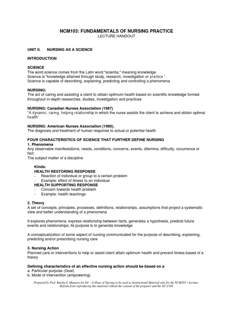 Concept of Nursing As Science | PDF | Science | Nursing