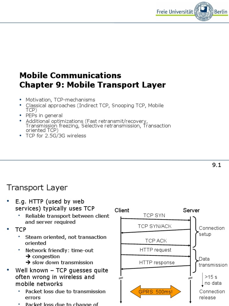 Mobile TCP Optimization Techniques | PDF | Transmission Control ...