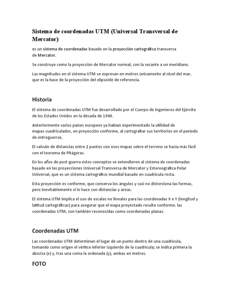 Sistema de Coordenadas UTM | PDF | Geometría | Datos geográficos e información