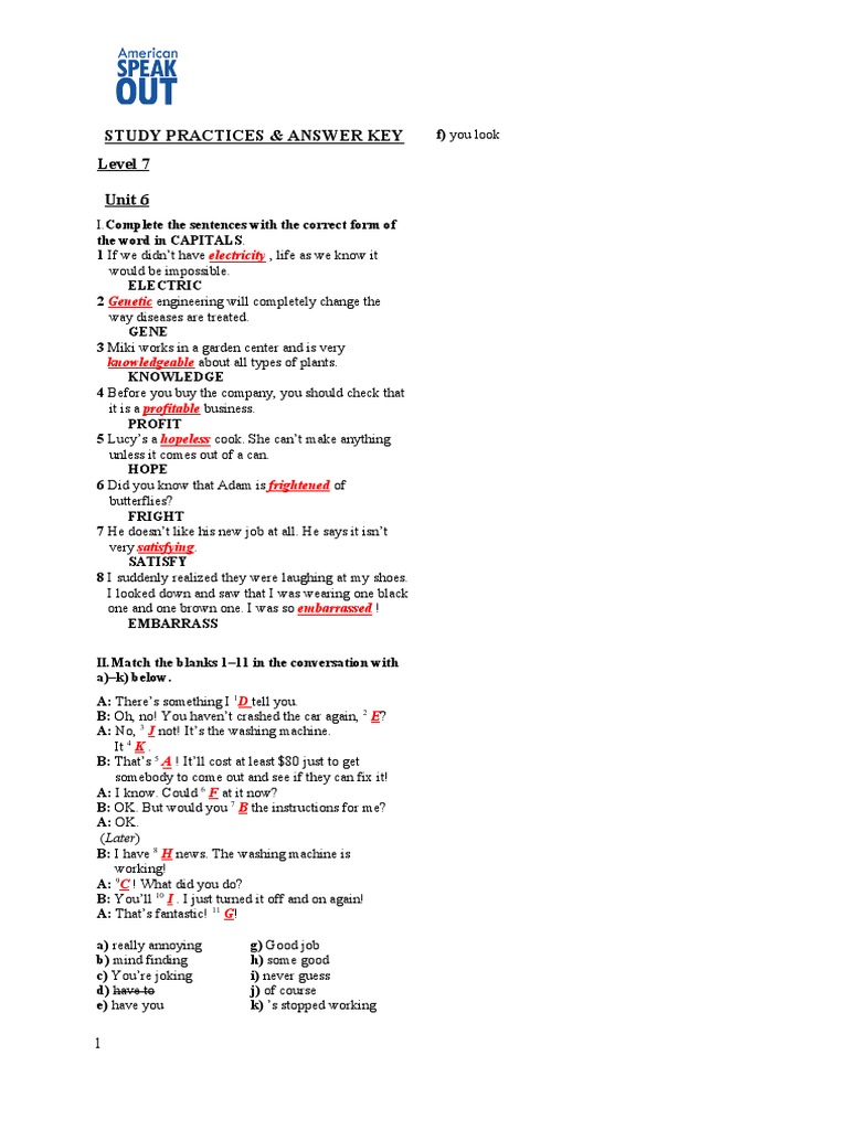 Guia de Exámen RESUELTO Units 6, 7, 8, 9 & 10 - Level 7 - Intermediate Split 2 | PDF | Dairy