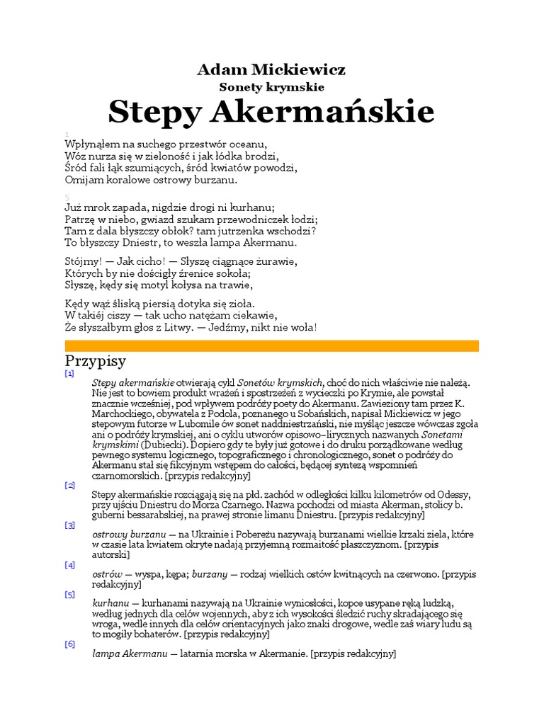 Adam Mickiewicz - Stepy Akermańskie | PDF
