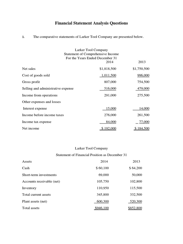 Analysis of Financial Statements Through Common Size and Comparative ...