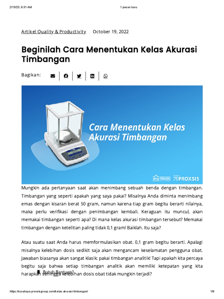 Kelas Akurasi Timbangan | PDF