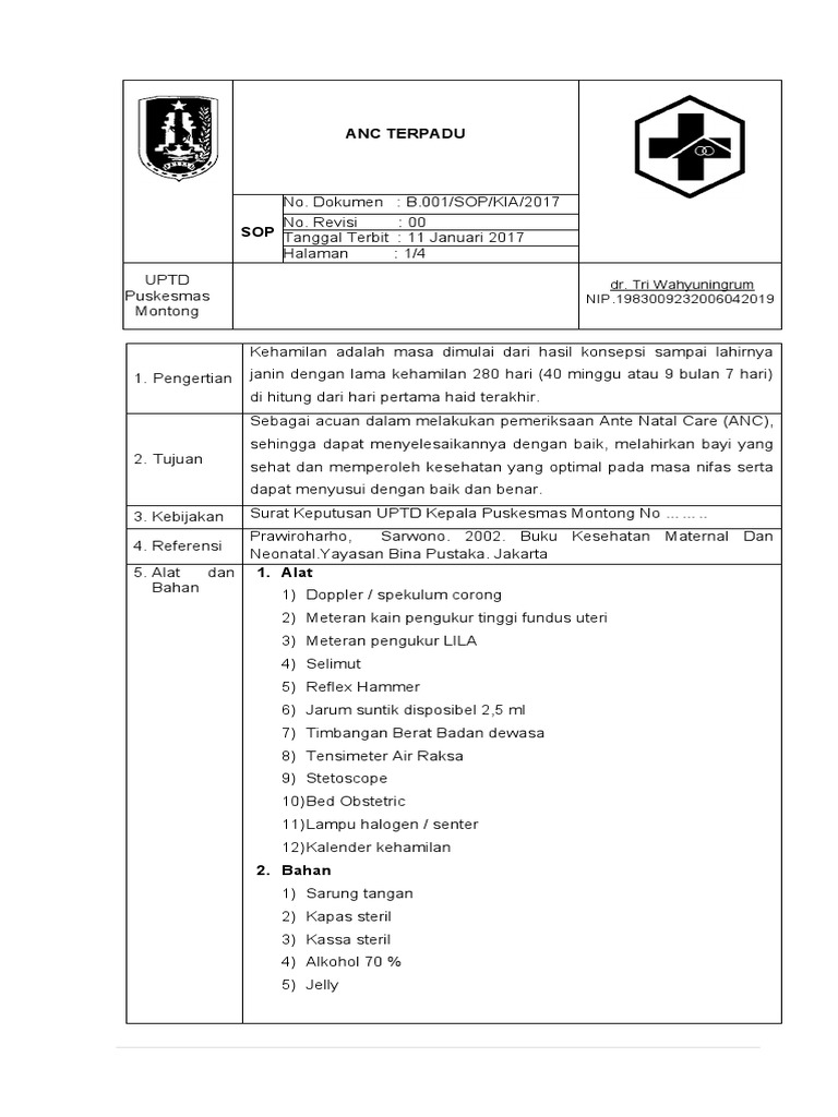 SOP ANC TERPADU P | PDF