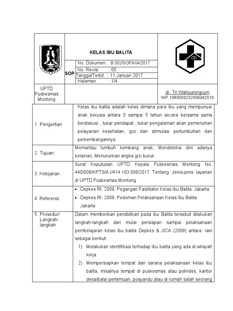 SOP PELAKSANAAN KELAS IBU Balita | PDF