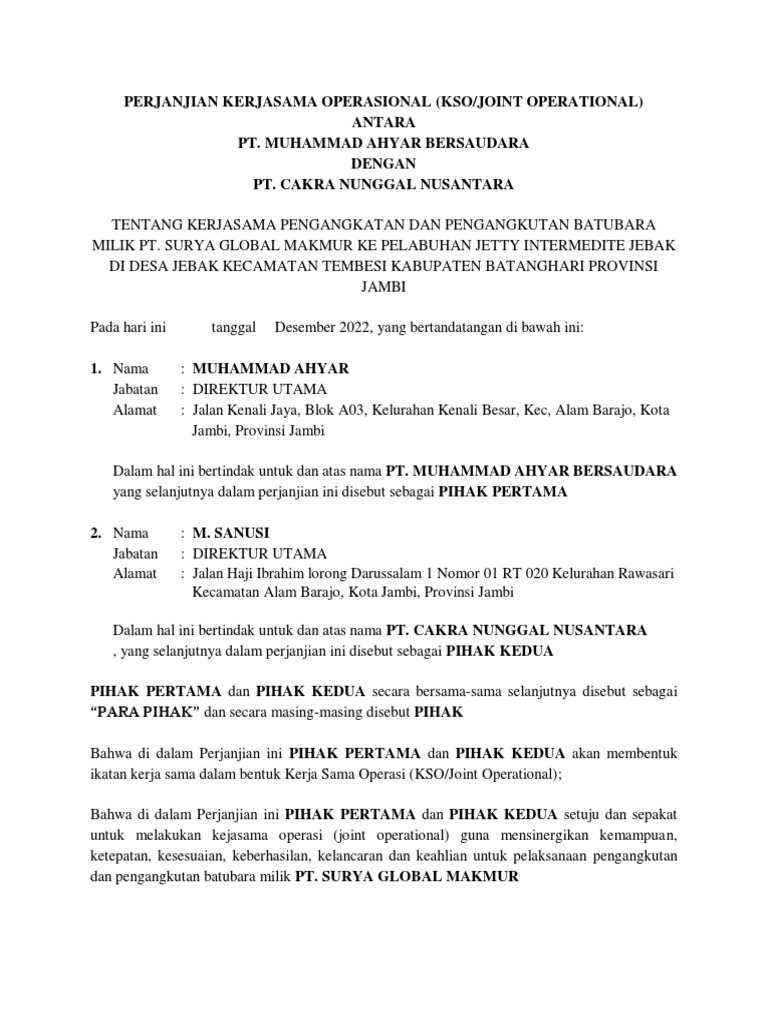 Kontrak KSO CNN-1 | PDF