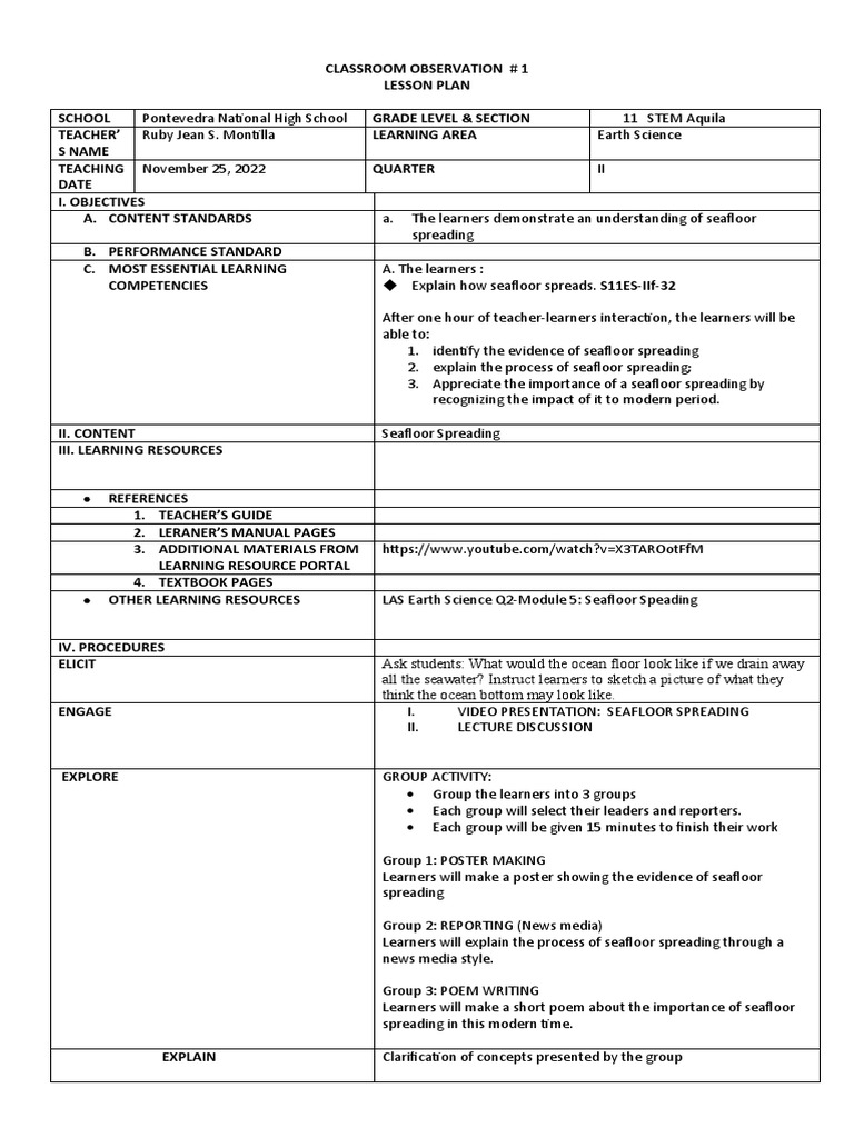 Seafloor Spreading Lesson Plan | PDF | Gastrointestinal Tract | Human ...