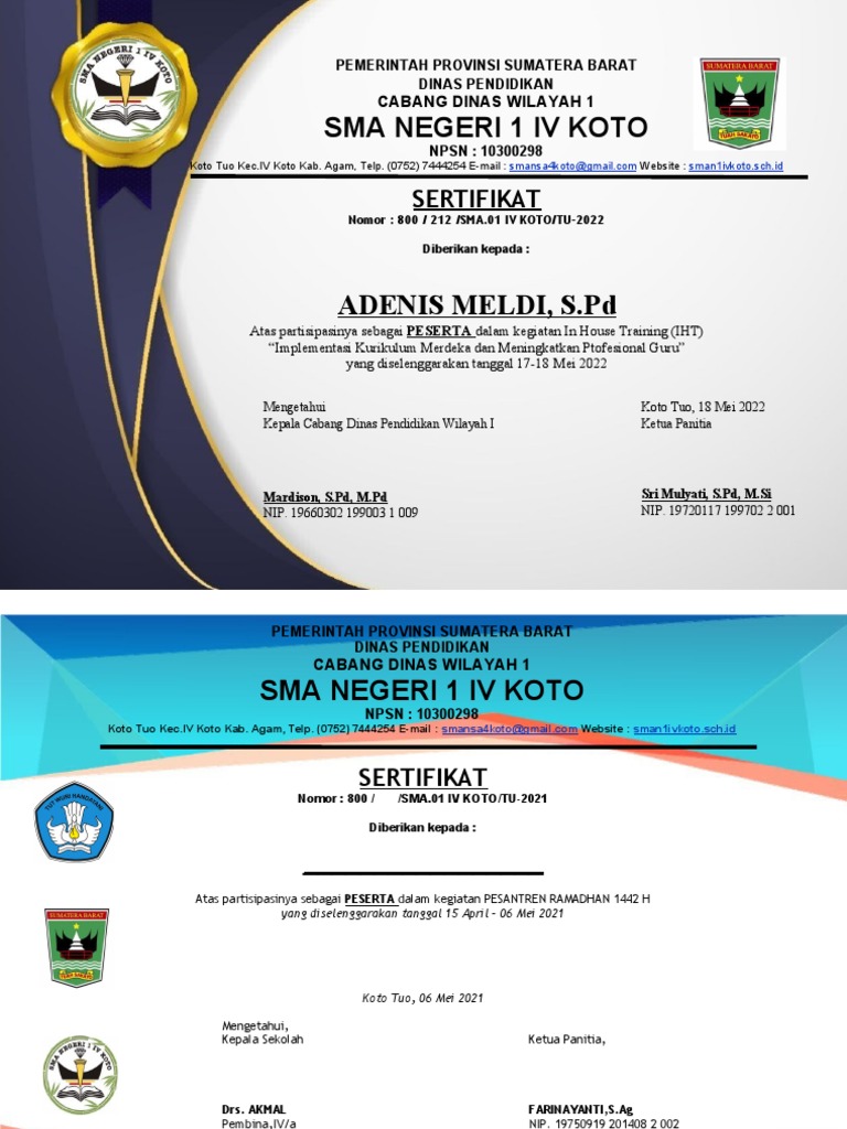 SERTIFIKAT OK Ada Kop | PDF