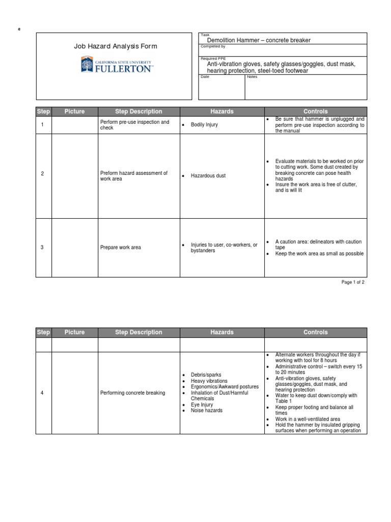 JHA Concrete Demolition Hammer | PDF | Personal Protective Equipment ...