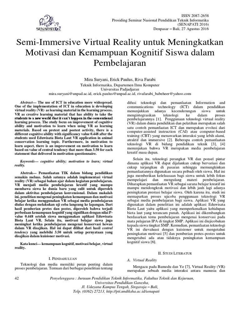 Semi Immersive Virtual Reality Untuk Meningkatkan Motivasi Dan ...