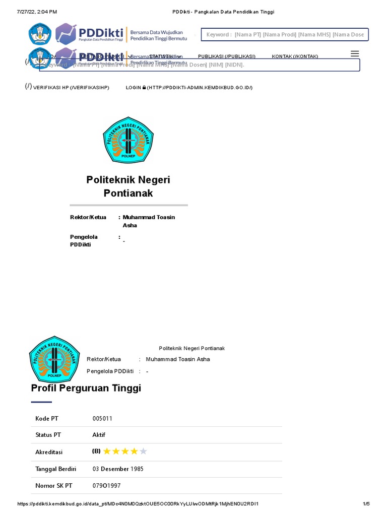 PDDikti - Pangkalan Data Pendidikan Tinggi | PDF | Bisnis | Komputer