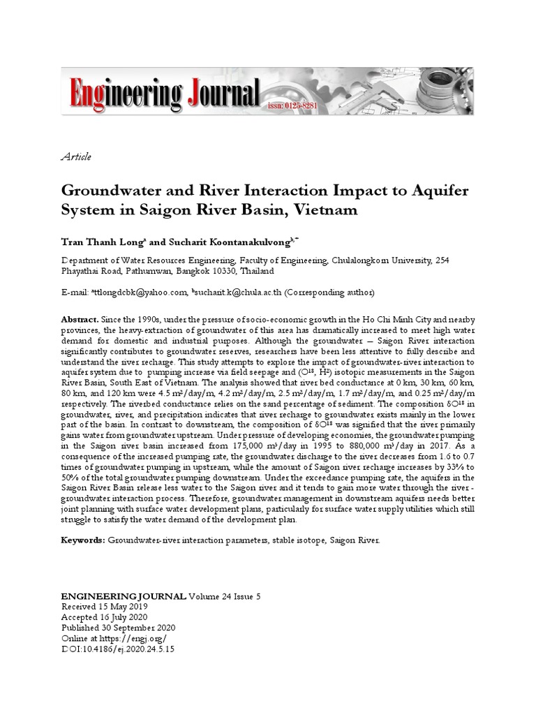 Groundwater and River Interaction Impact To Aquifer System in Saigon ...