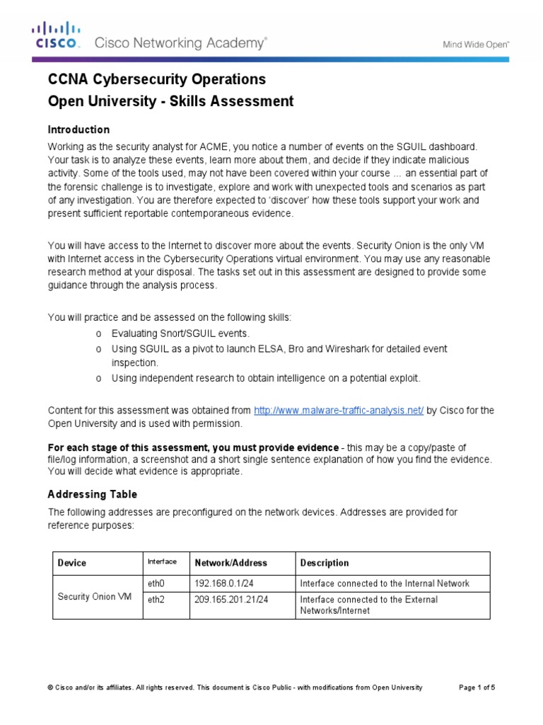 CyberOps Skills Assessment | PDF | Security | Computer Security