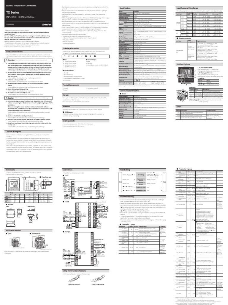 Autonics TX4S Manual | PDF | Thermocouple | Insulator (Electricity)