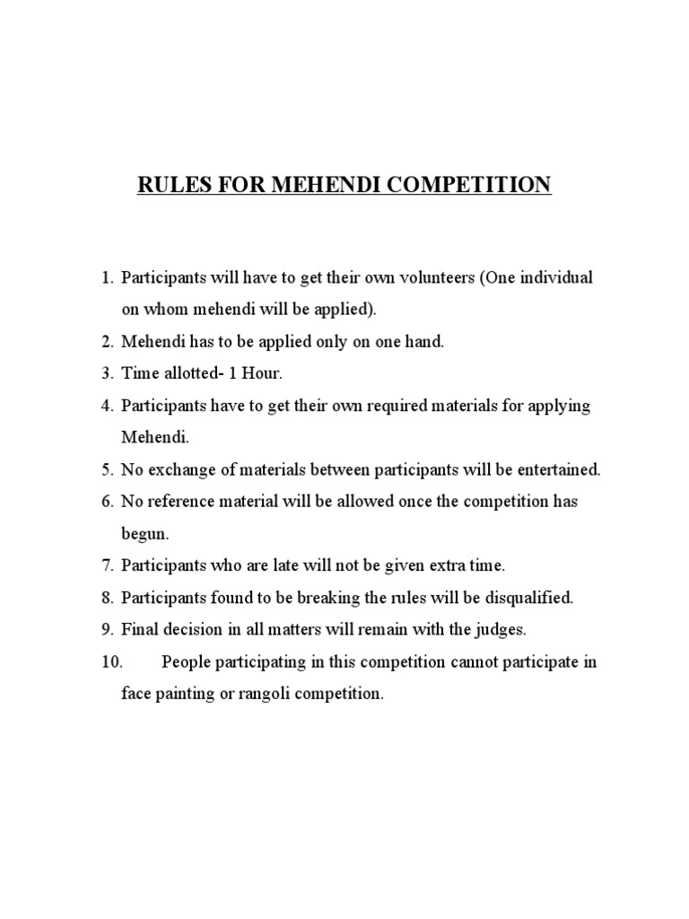 Rules For Competition | PDF