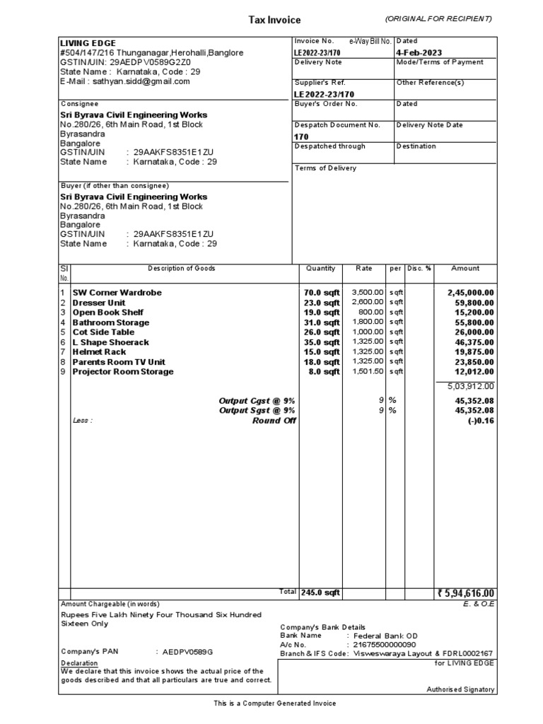 Invoice 170 | PDF | Invoice | Government Finances