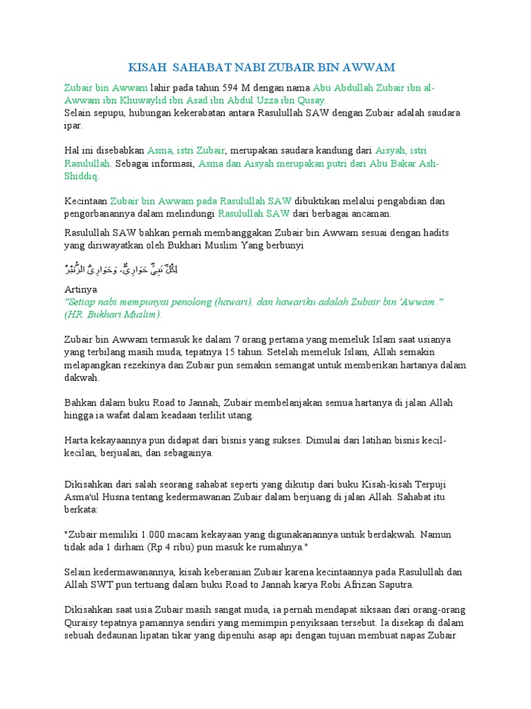 Kisah Zubair | PDF