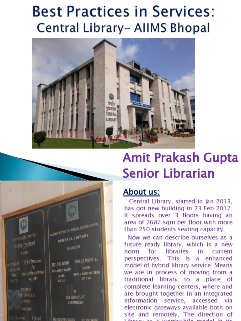 AIIMS Bhopal Central Library Best Practices | PDF | Libraries | Multimedia