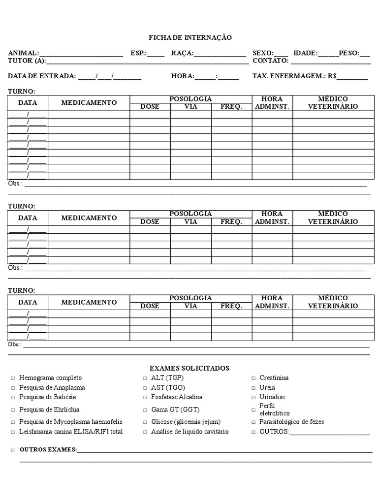 Ficha de Internação I | PDF | Especialidades médicas | Medicina Clínica