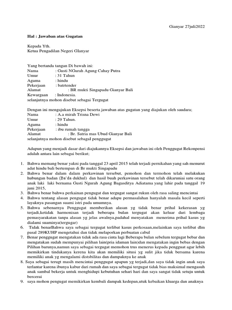 Contoh Gugatan | PDF Contoh Gugatan | PDF