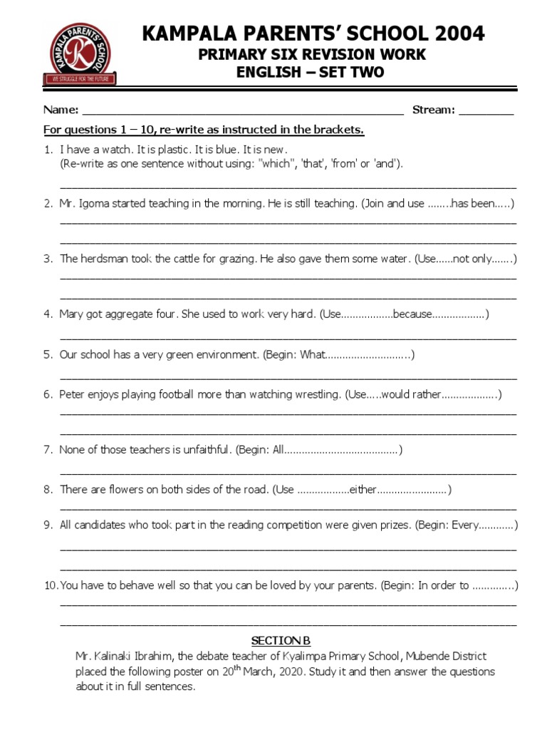 Primary Six - Set Two | Download Free PDF | Area