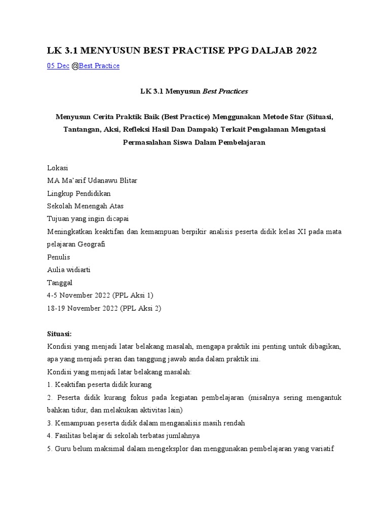 Contoh - 2 - LK3 | PDF | Bisnis | Pengembangan Diri