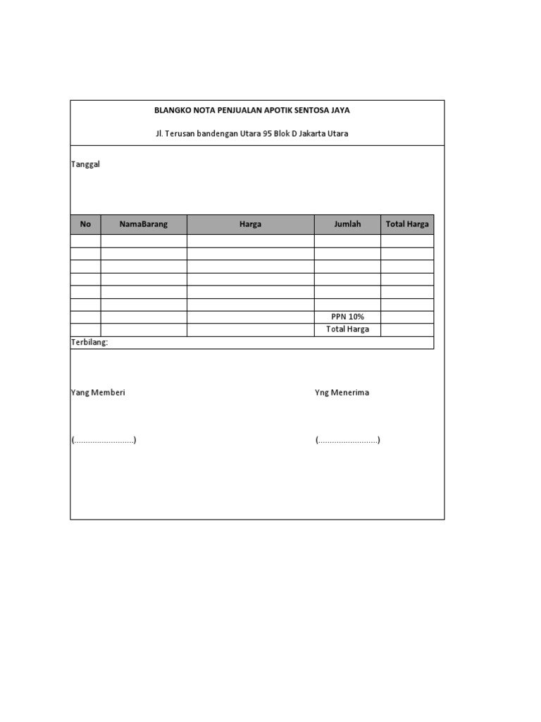 Contoh Faktur Penjualan Apotik | PDF