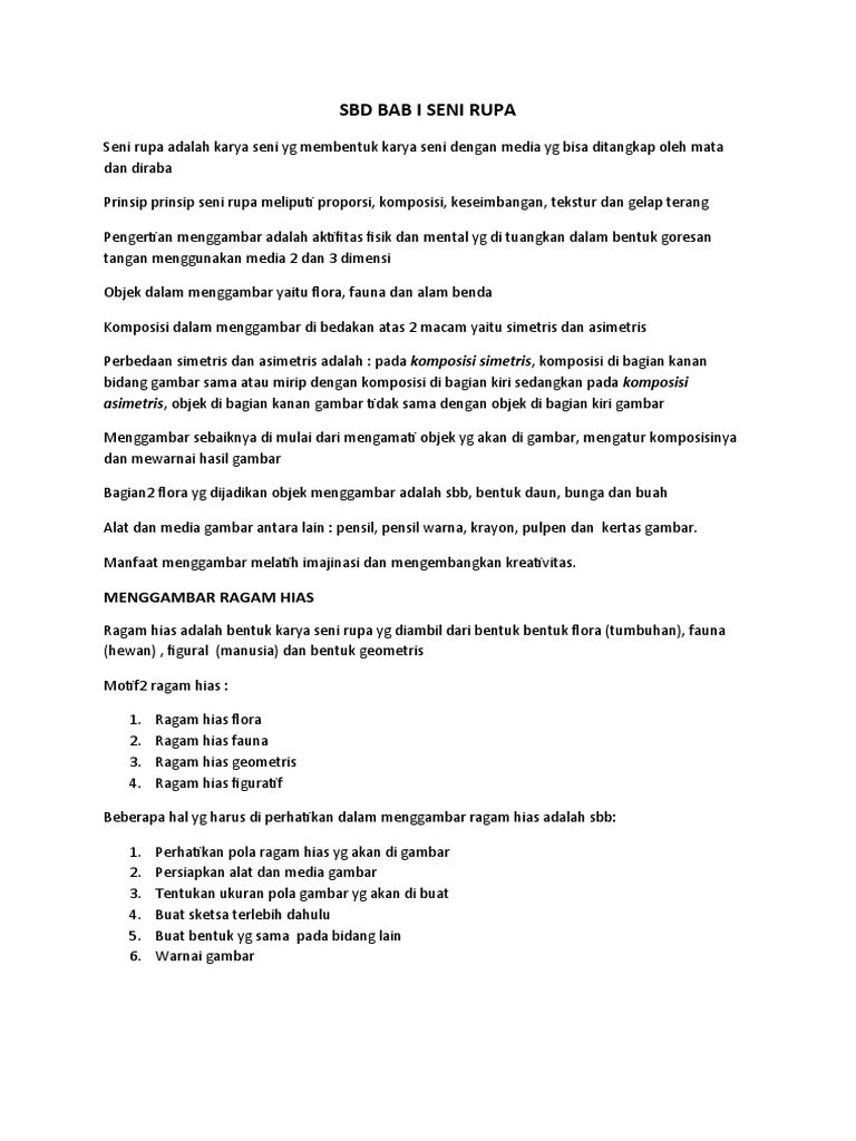 SBD Bab I Seni Rupa | PDF