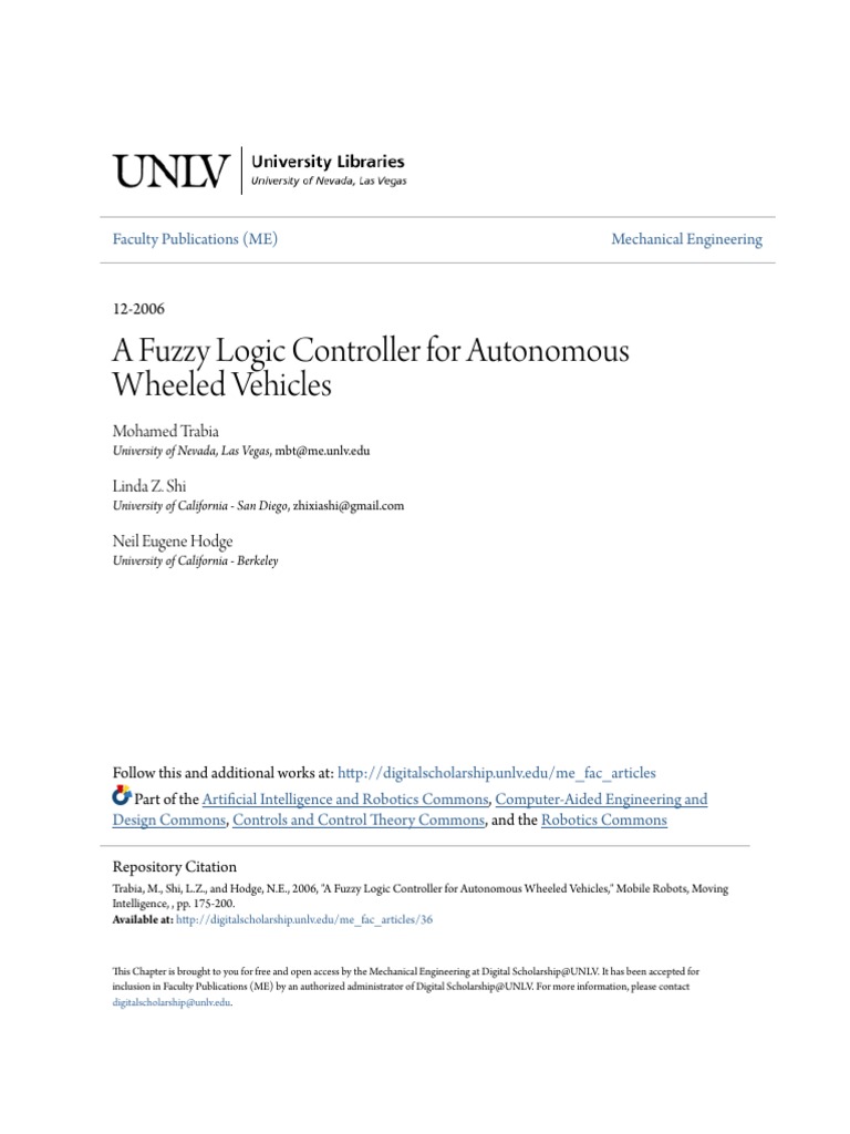 A Fuzzy Logic Controller For Autonomous Wheeled Vehicles Pdf Fuzzy Logic Acceleration 
