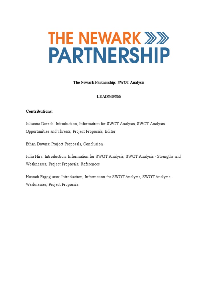 Swot Analysis-The Newark Partnership | PDF | Nonprofit Organization ...